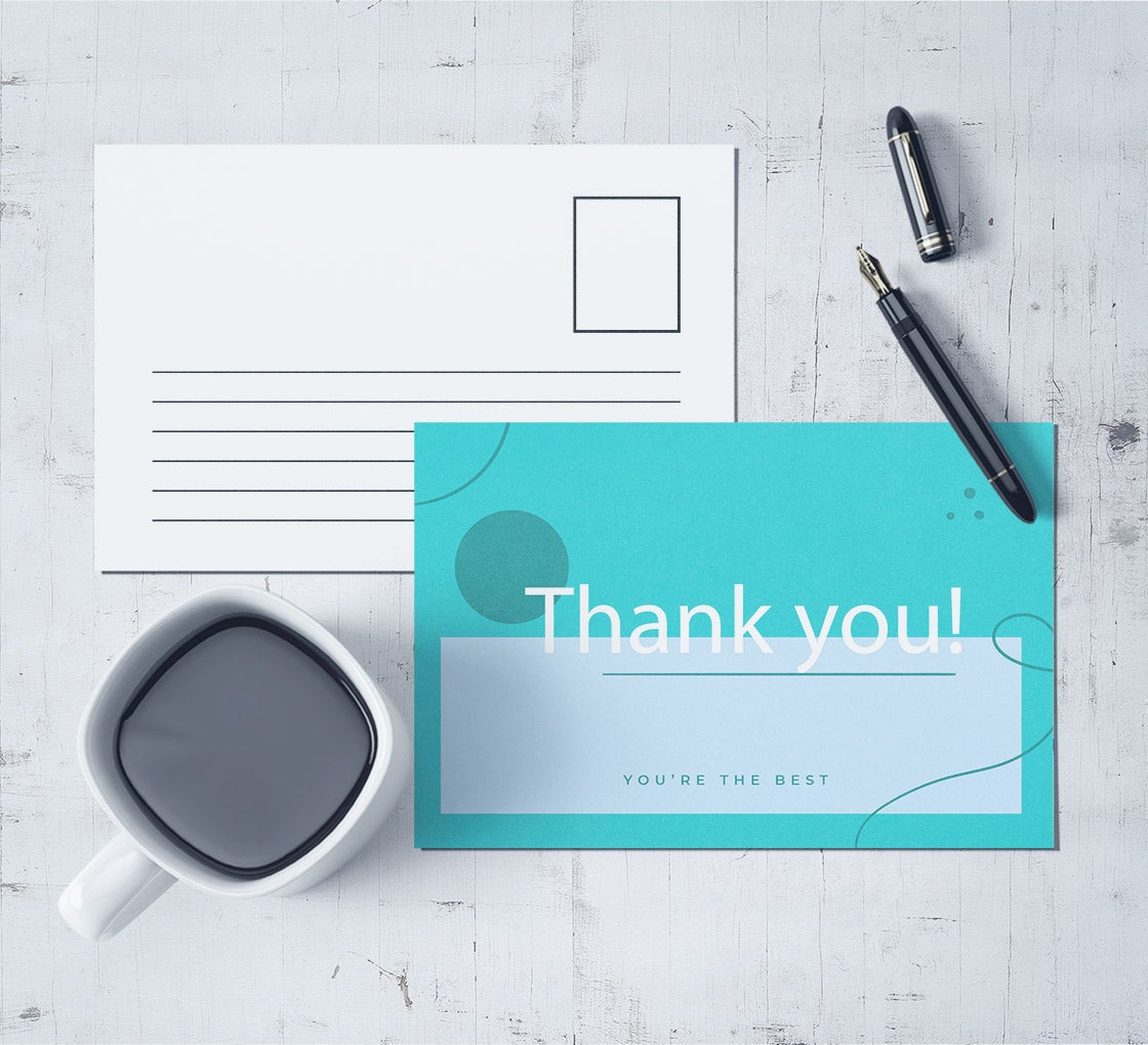 create thank you postcards
