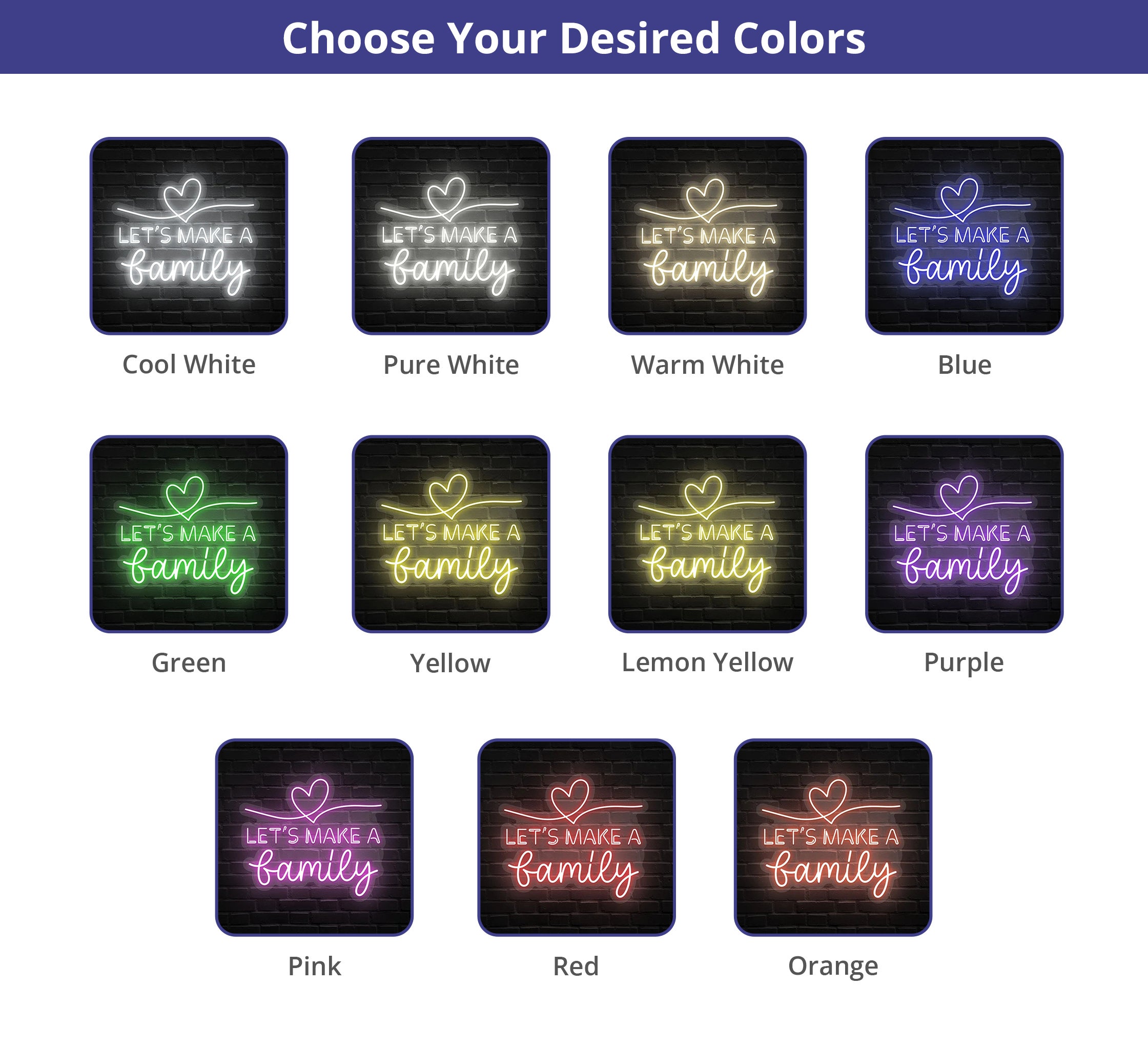 Let's Make A Family Neon Sign Online| Fast Delivery - Bannerbuzz.com