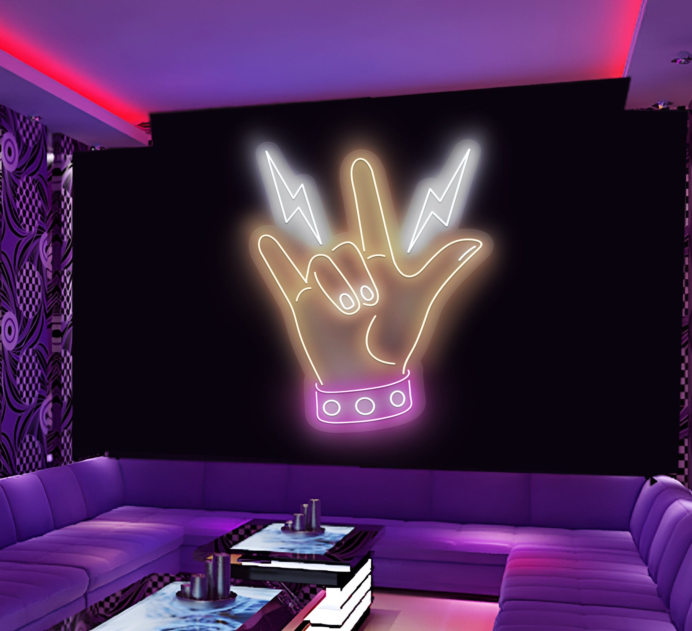 Rock Gesture Neon Sign Online| Fast Delivery - Bannerbuzz.com