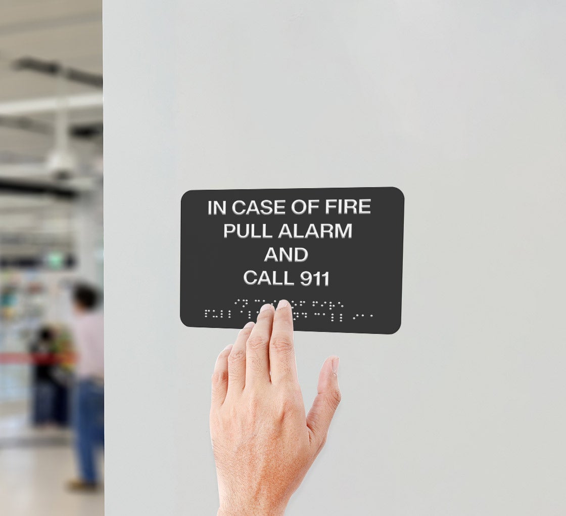 Buy In Case of Fire Pull Alarm Braille Sign & Get 20% Off | BannerBuzz