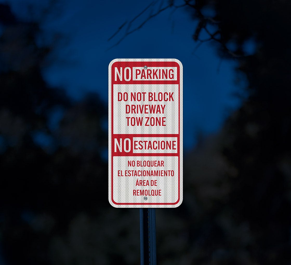 Shop for Bilingual No Parking Aluminum Sign (HIP Reflective) | BannerBuzz