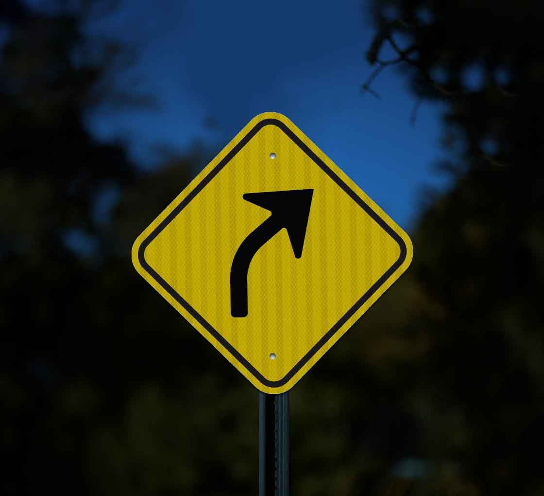 Shop for Right Curve Aluminum Sign (HIP Reflective) | BannerBuzz