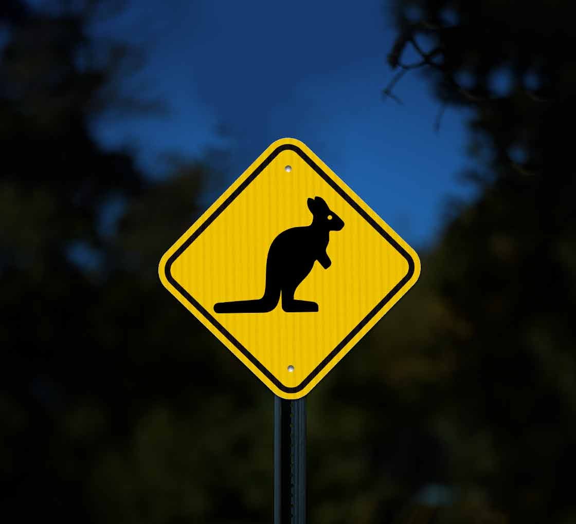 Kangaroo Road Sign