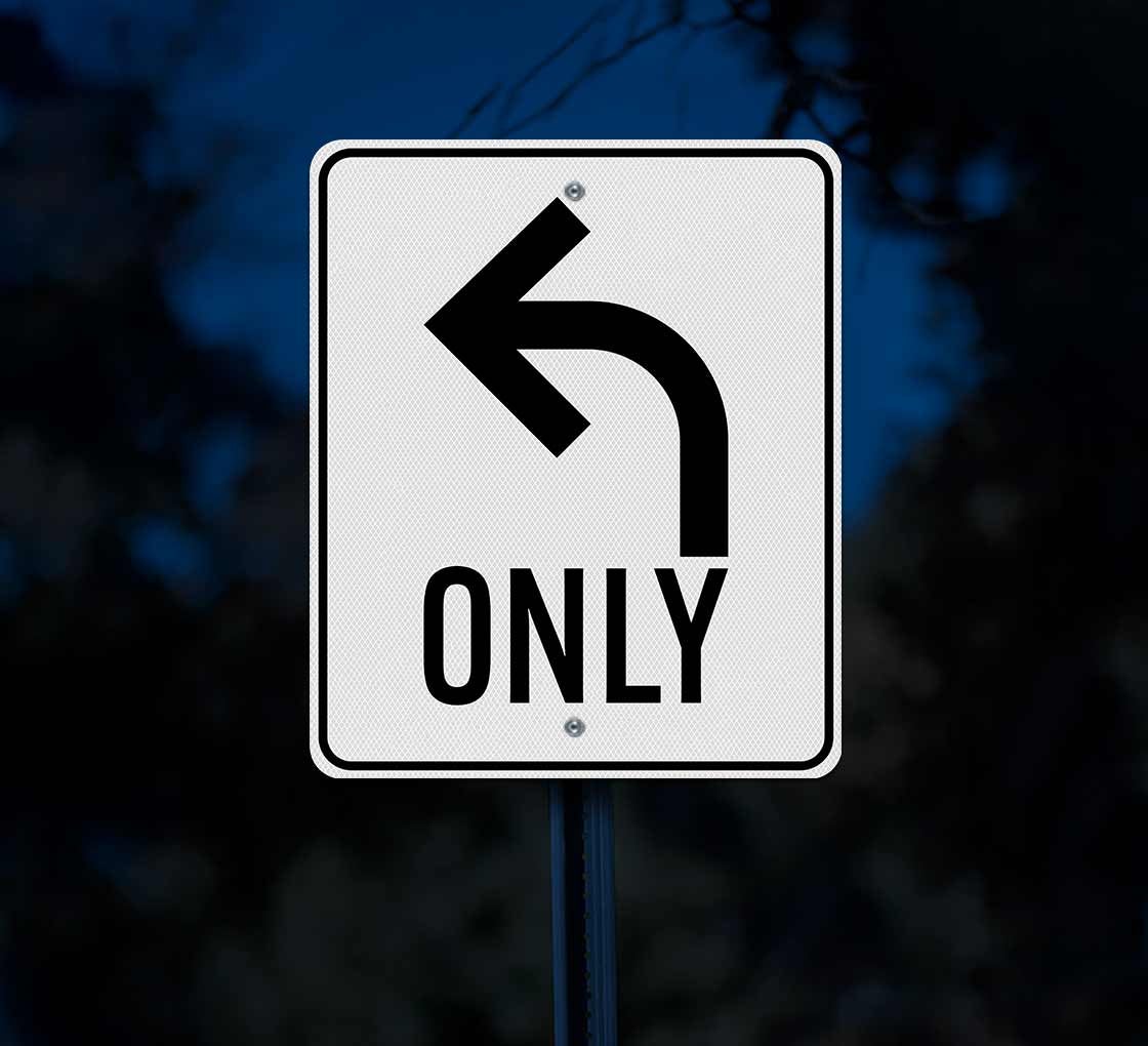Shop for Left Only Arrow Aluminum Sign (Diamond Reflective) | BannerBuzz