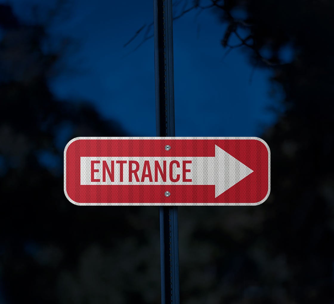 Shop for Entrance Right Arrow Aluminum Sign (HIP Reflective) | BannerBuzz