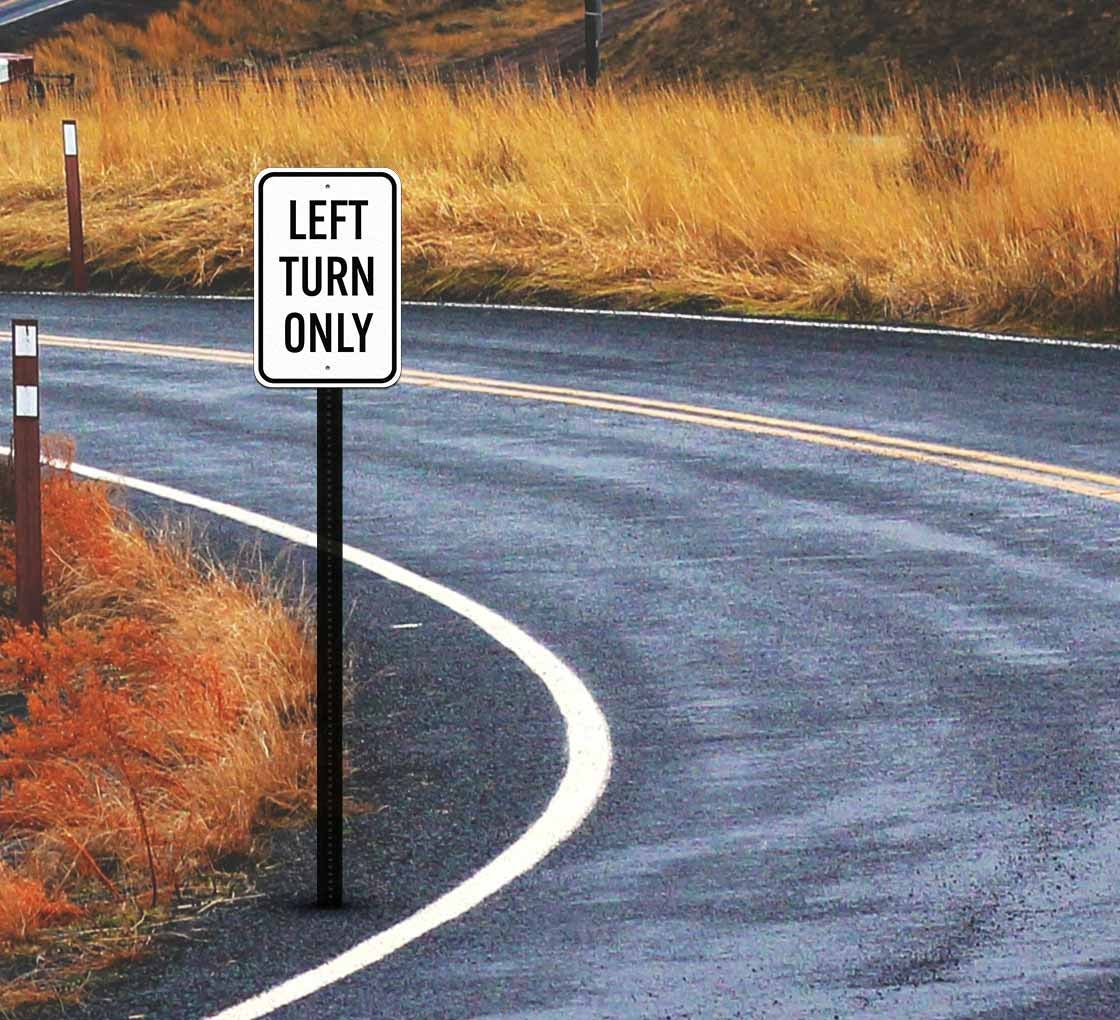 left turn only sign code