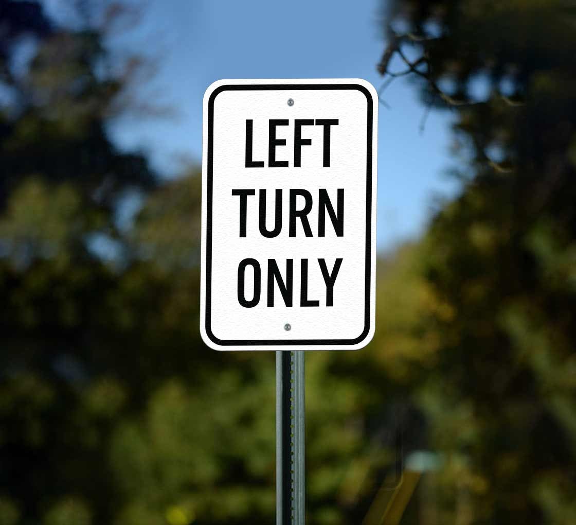 left turn only sign code