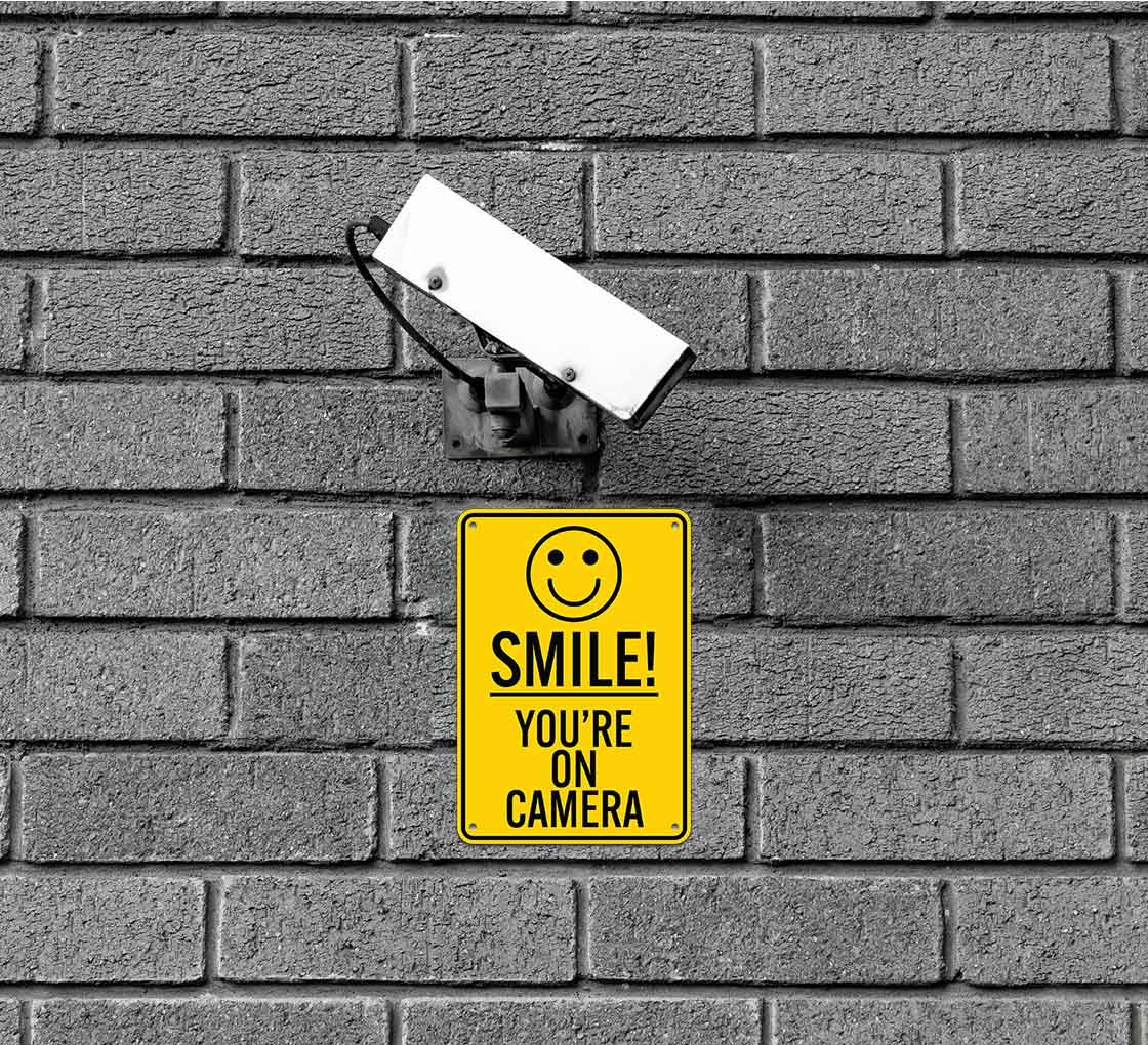 white camera sign