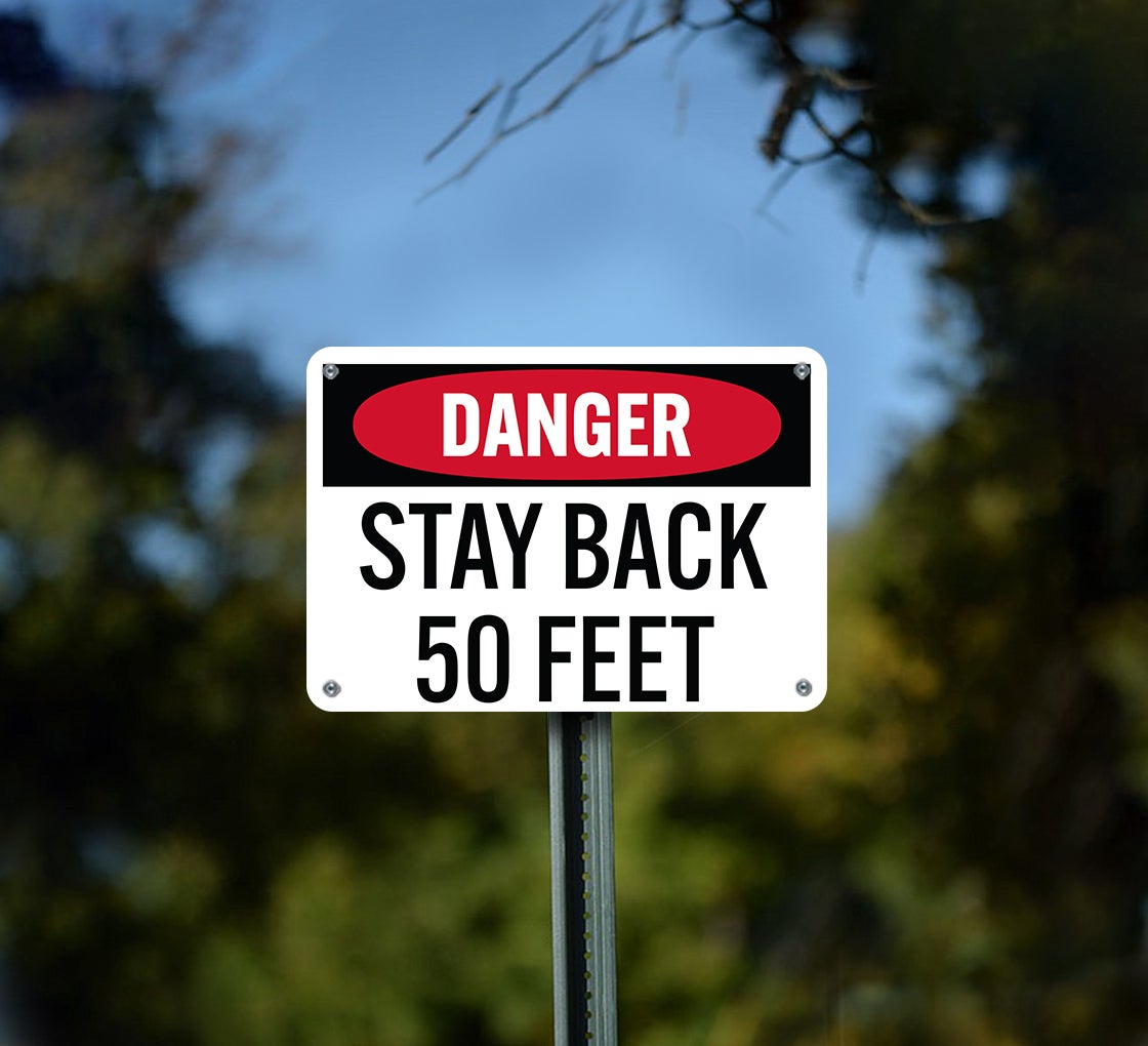 Shop for OSHA Stay Back 50 Feet Plastic Sign | BannerBuzz
