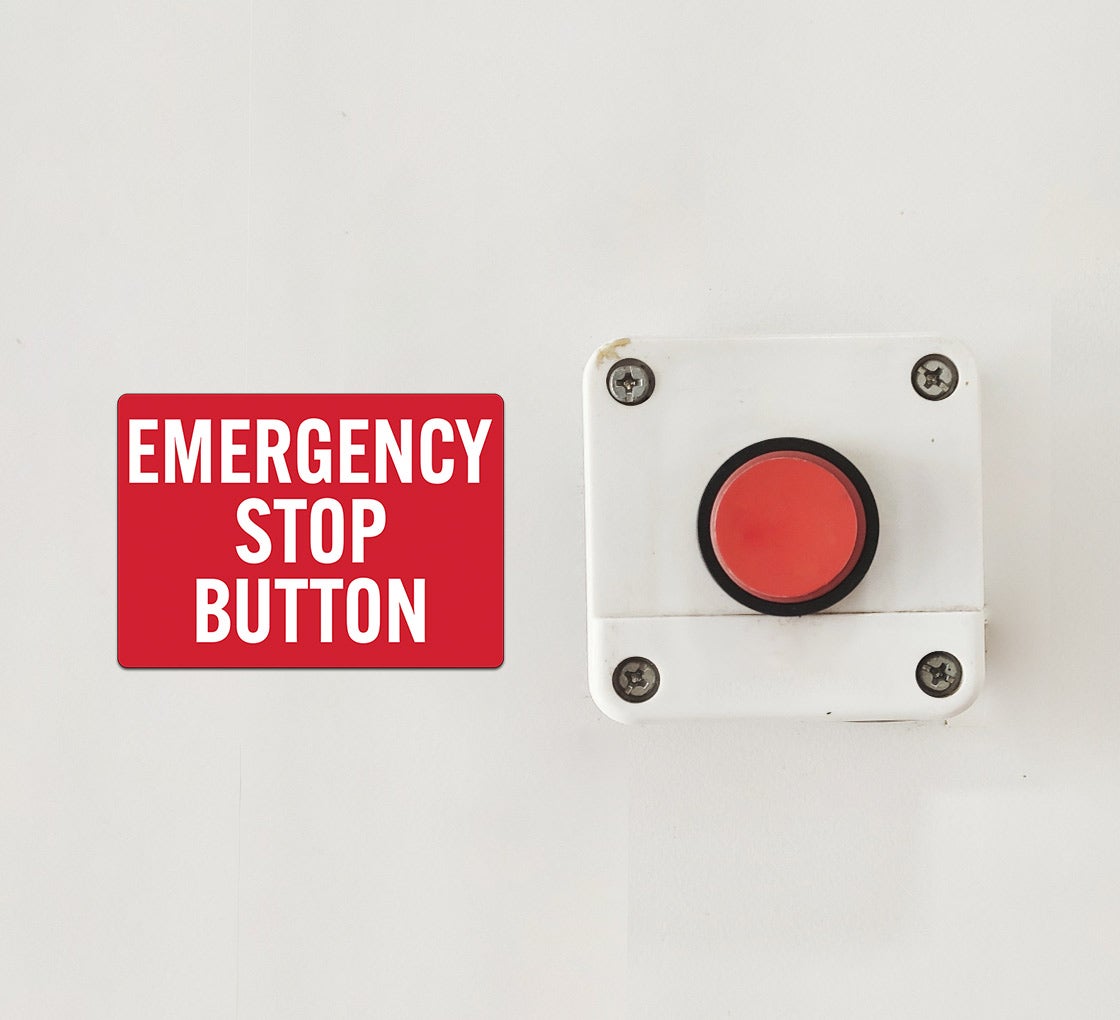 emergency stop button sign