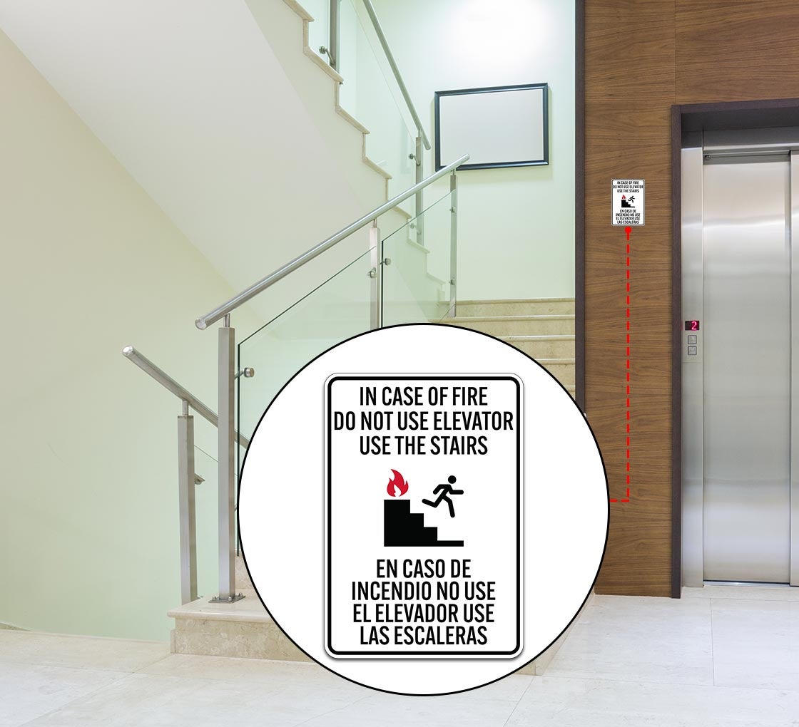 elevator fire sign