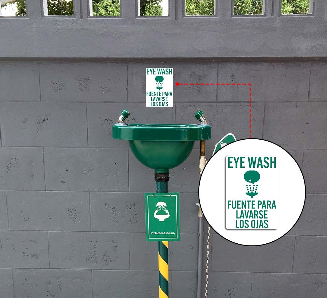 Shop for Bilingual Eye Wash Decal (Non Reflective) | BannerBuzz