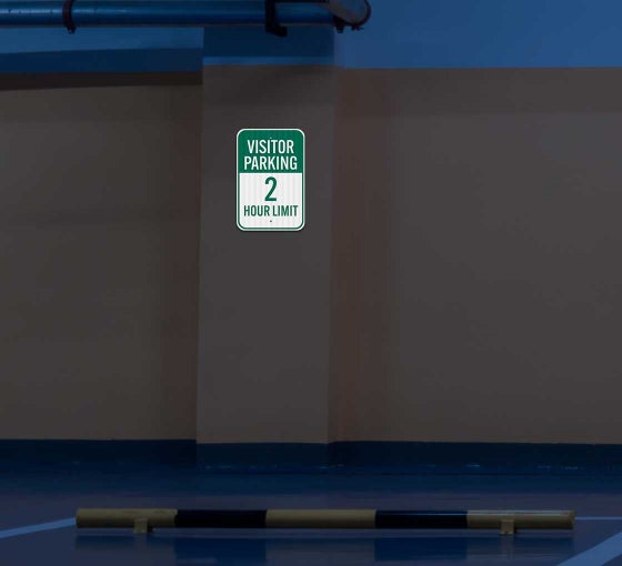Visitor Parking 2 Hour Limit Aluminum Sign (EGR Reflective)