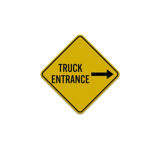 Truck Entrance Right Arrow Aluminum Sign (Reflective)