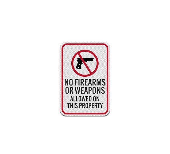 Shop for No Firearms Or Weapons Aluminum Sign (Diamond Reflective ...