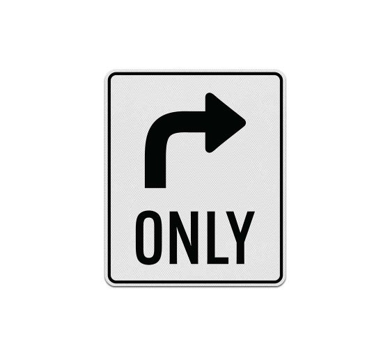 Shop for Right Turn Only Aluminum Sign (Diamond Reflective) | BannerBuzz