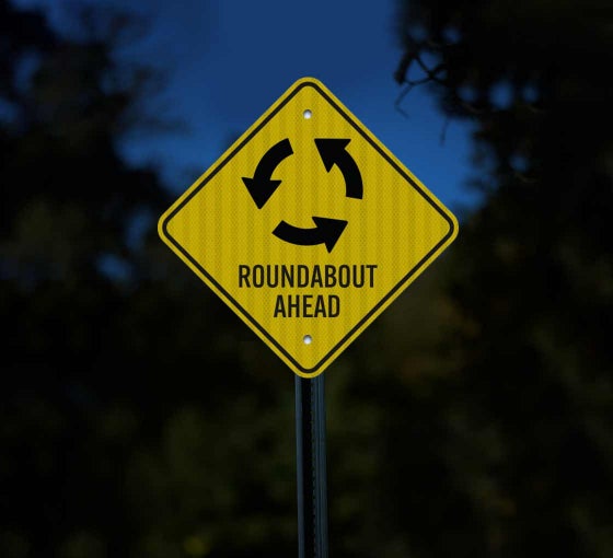 Roundabout Ahead Sign