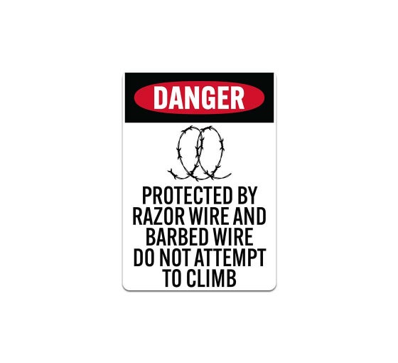Shop for Protected By Razor Wire Decal (Non Reflective) | BannerBuzz