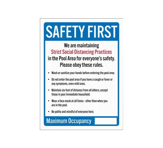 Shop for Max Occupancy In Pool Area Corflute Sign (Reflective) | BannerBuzz