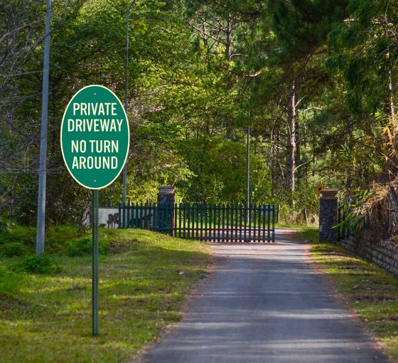 Shop for Private Driveway No Turn Around Oval Aluminum Sign (Non ...