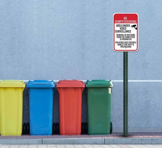 No Dumpster Area Under Video Surveillance Aluminum Sign (Non Reflective)