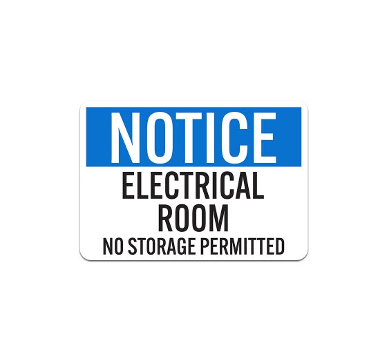 OSHA Electrical Room No Storage Permitted Aluminum Sign (Non Reflective)