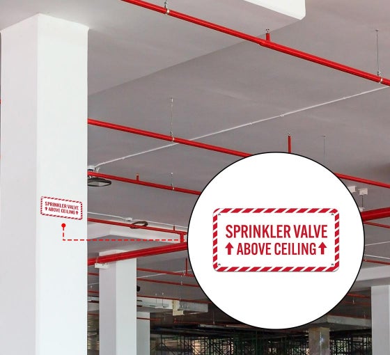 Shop for Sprinkler Valve Above Ceiling Aluminum Sign (Non Reflective ...