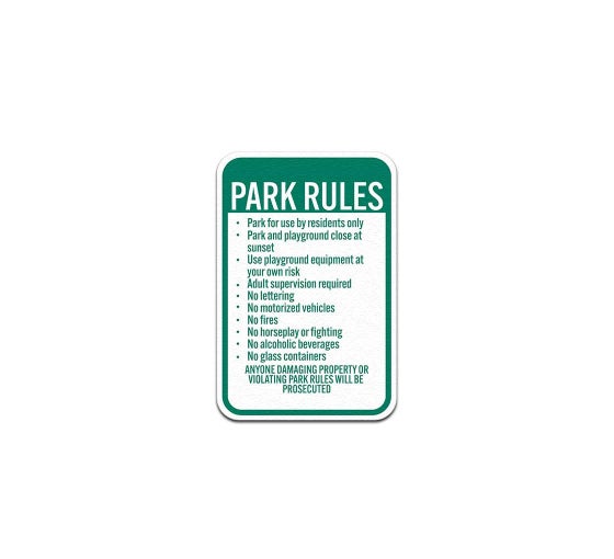 Park for Use By Residents Only Aluminum Sign (Non Reflective)