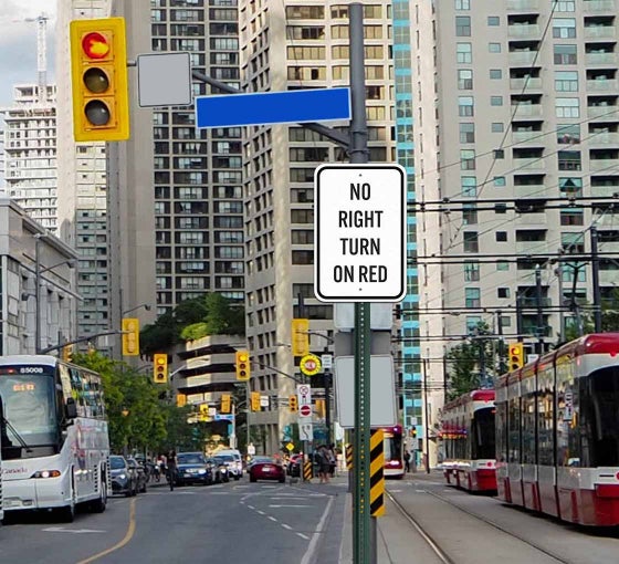 No Right Turn On Red Aluminum Sign (Non Reflective)