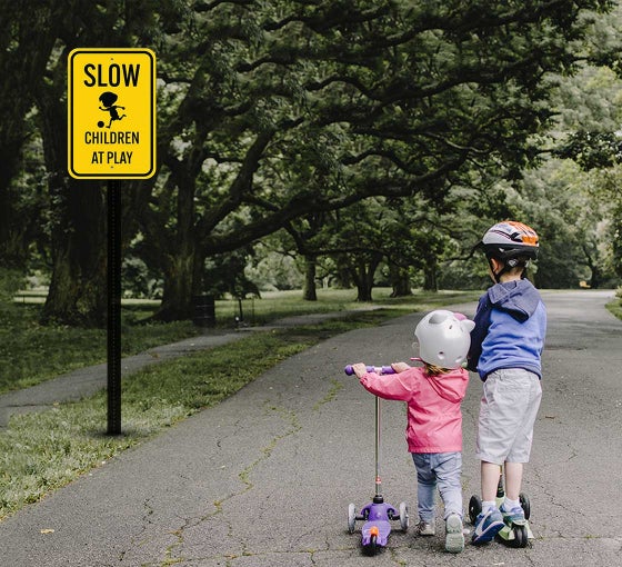 Slow Down Children at Play Aluminum Sign (Non Reflective)