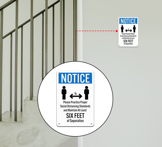 Notice Please Practice Proper Social Distancing Aluminum Sign (Non ...