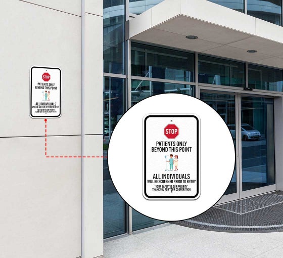 Patients Only Beyond This Point Aluminum Sign (Non Reflective)