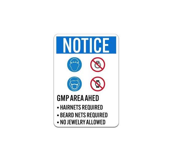 Shop for OSHA GMP Area Ahead Aluminum Sign (Non Reflective) | BannerBuzz