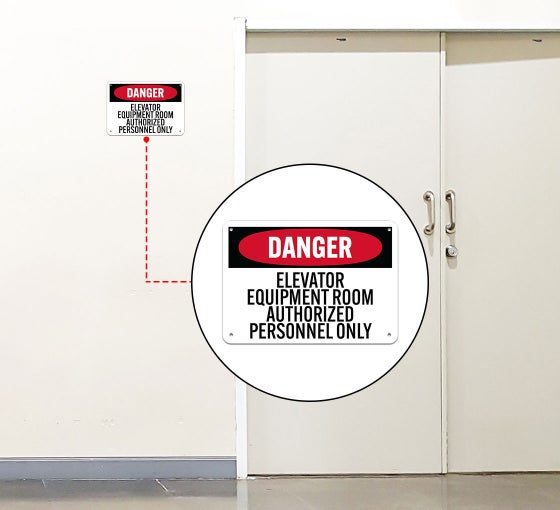 OSHA Elevator Equipment Room Authorized Personnel Only Aluminum Sign ...