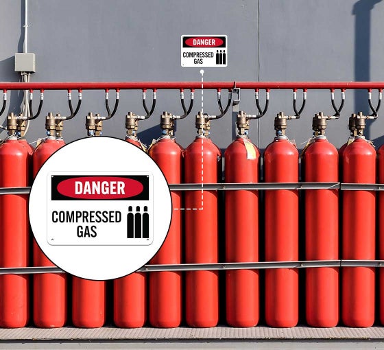 OSHA Compressed Gas Aluminum Sign (Non Reflective)