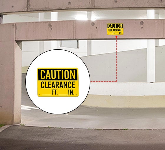 Write-On OSHA Clearance Ft In Aluminum Sign (Non Reflective)