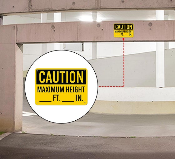 Write-On OSHA Maximum Height Ft In Aluminum Sign (Non Reflective)