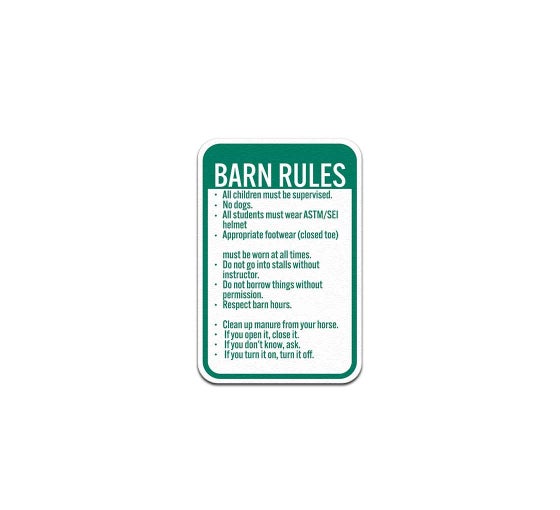 Barn Rules Aluminum Sign (Non Reflective)