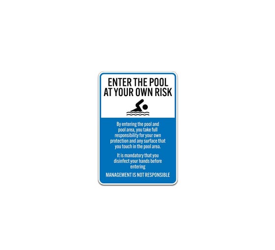 Disinfecting Hands Before Entering Pool Is Mandatory Aluminum Sign (Non ...