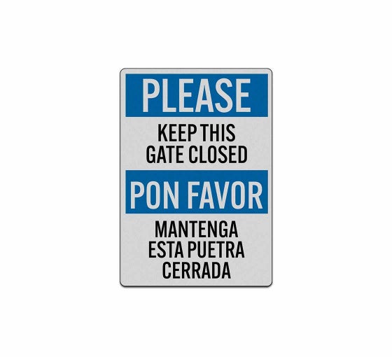 Bilingual Keep This Gate Closed Decal (Reflective)
