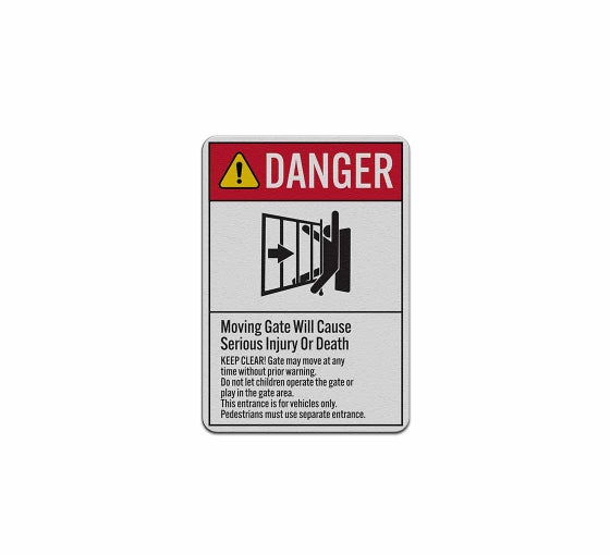 Moving Gate Will Cause Serious Injury Or Death Decal (Reflective)