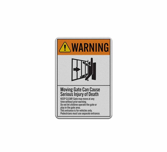 Moving Gate Can Cause Serious Injury Decal (Reflective)