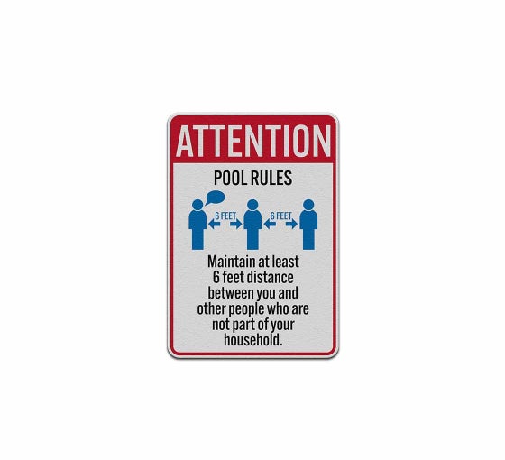 Pool Rules Maintain At Least 6 Feet Distance Decal (Reflective)