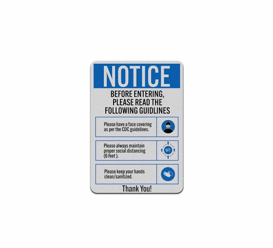 Notice Entering Guidelines Face Covering Social Distancing Decal ...