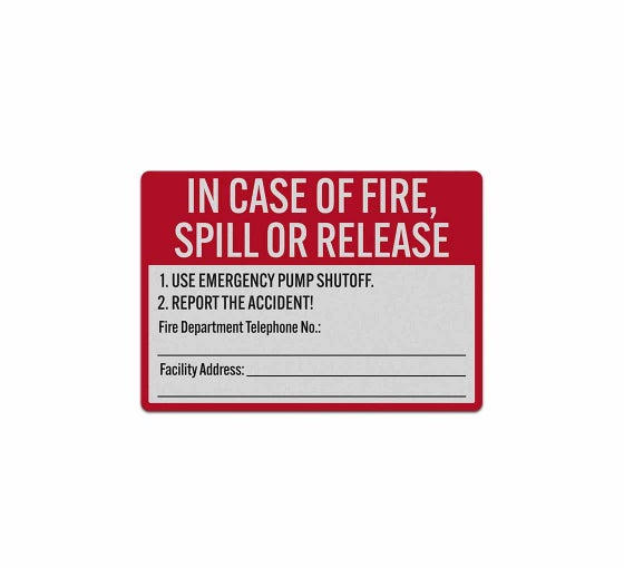 Use Emergency Pump Shut Off Decal (Reflective)