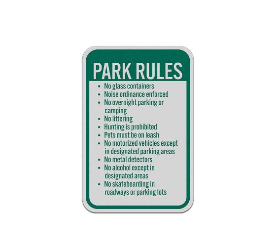 Park Rules Aluminum Sign (Reflective)