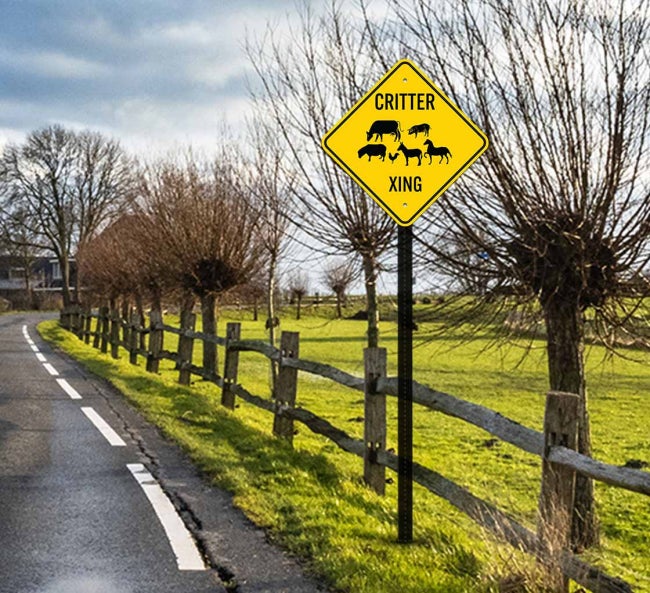 Critter Xing with Multiple Animal Symbols Aluminum Sign (Non Reflective)