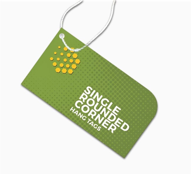 High quality custom printed Single Rounded Corner Hang Tags at Best Cost